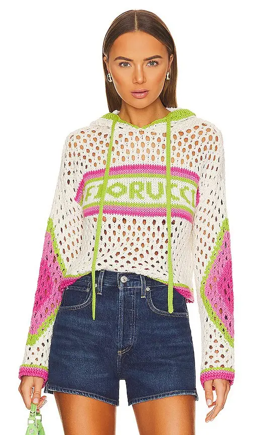Fiorucci Crochet Hoodie In Cream