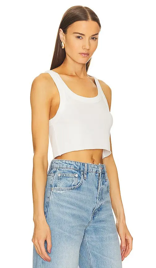 A.L.C. Halsey Ribbed Cropped Tank Top - White