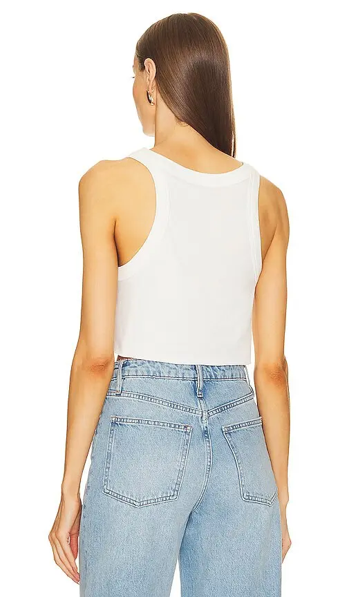 A.L.C. Halsey Ribbed Cropped Tank Top - White