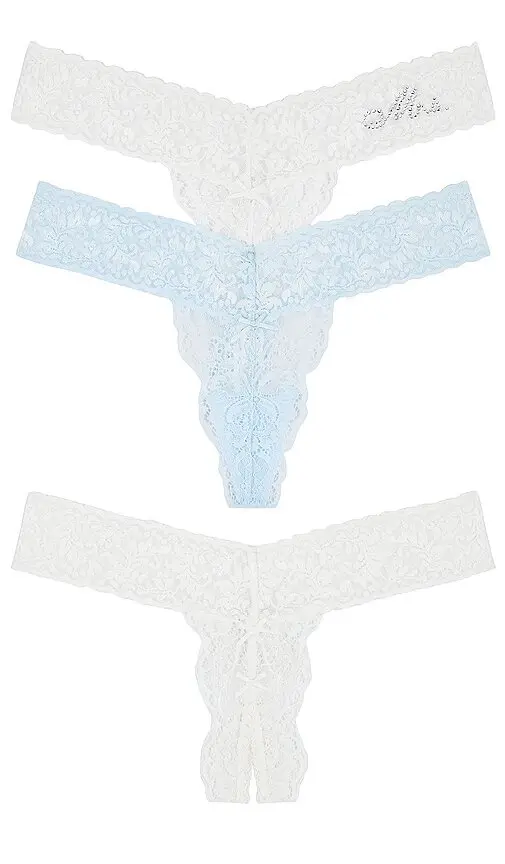 Privacy Please Violet Thong 3 Pack In Multi - White & Blue