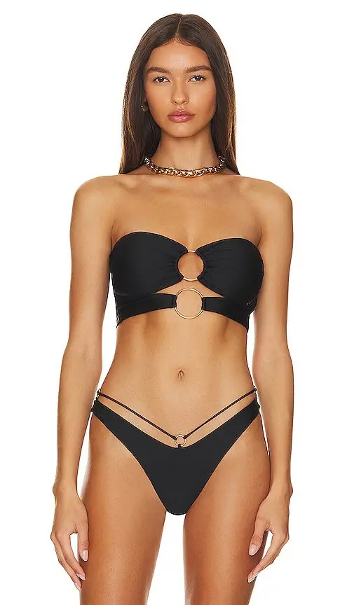 Luli Fama Double Loop Bandeau Bikini Top