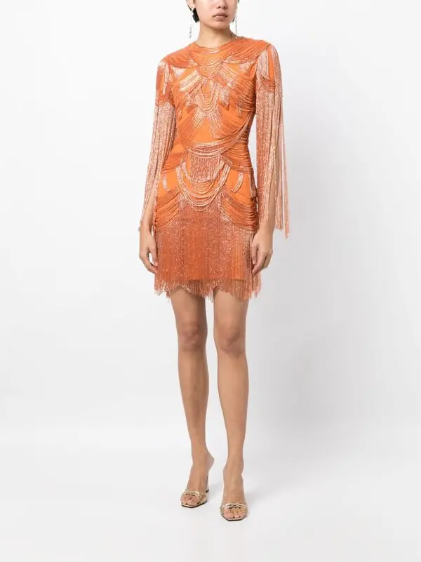 zuhair murad orange dress Zuhair Murad Abstract Sequin Embroidered Sweetheart Gown