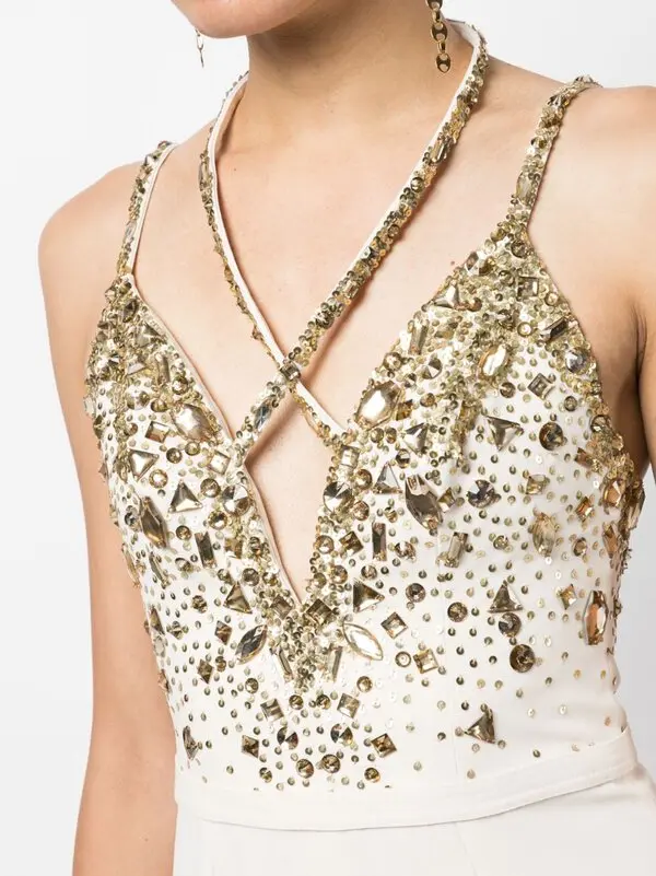 Zuhair Murad Stone-embellished Flared Jumpsuit
