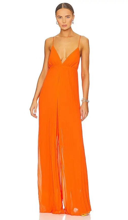 strapless open back dress 70s Orange Jumpsuit