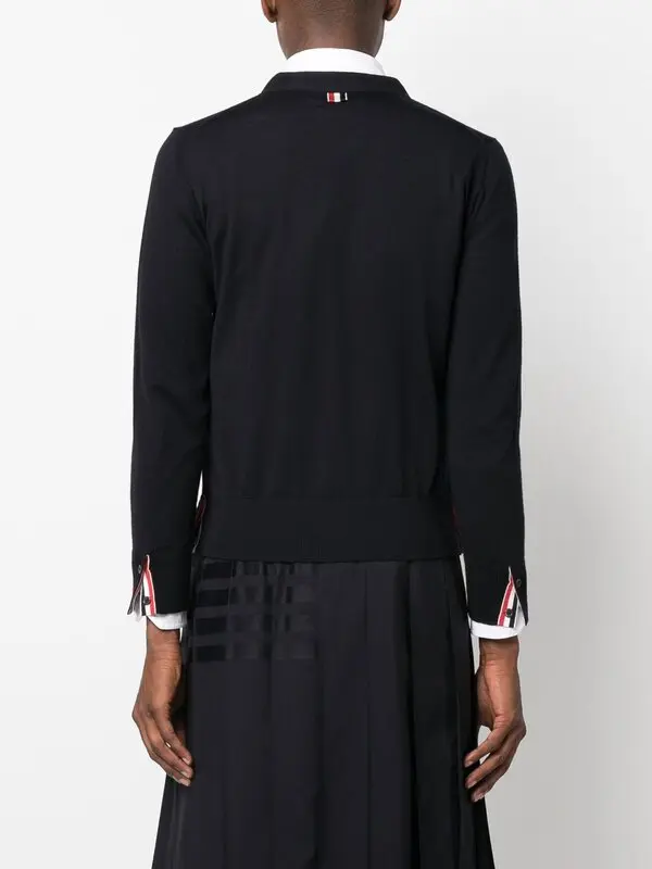 Thom Browne Jersey Stitch V-neck Cardigan - Blue