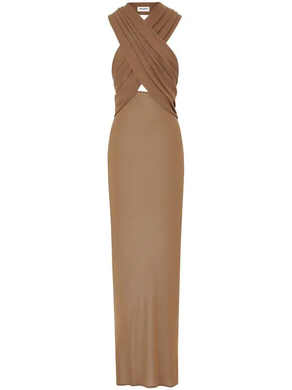 Saint Laurent Hooded Cut-out Maxi Dress