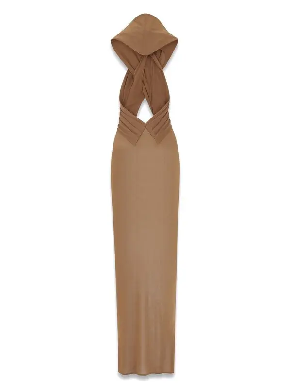 Saint Laurent Hooded Cut-out Maxi Dress