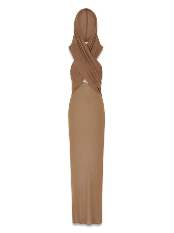 Saint Laurent Hooded Cut-out Maxi Dress