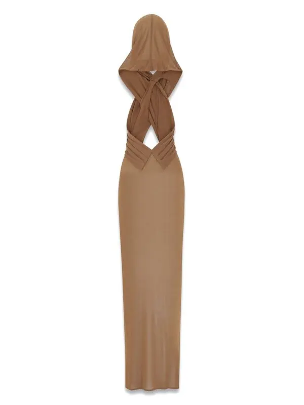 Saint Laurent Hooded Cut-out Maxi Dress