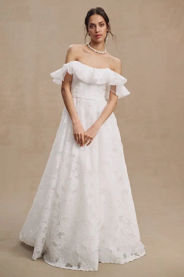 Jenny Yoo Priscilla Off-the-shoulder Convertible Gown
