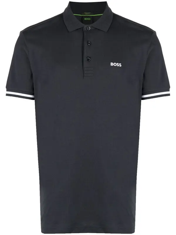 BOSS Logo-embroidered Cotton Polo Shirt - Blue