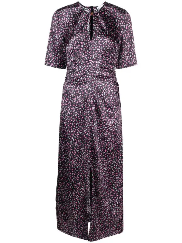 GANNI Floral-print Silk Dress