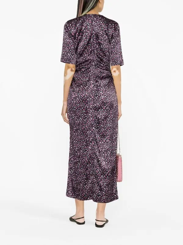 GANNI Floral-print Silk Dress