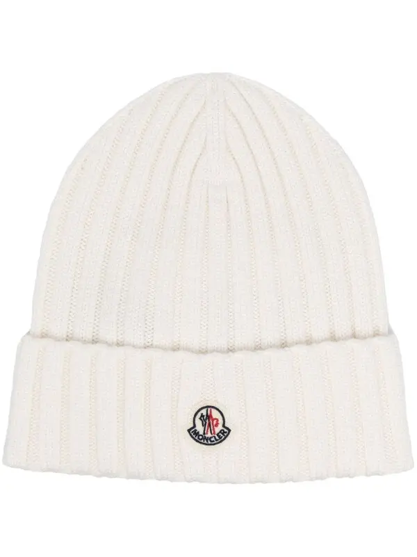 Moncler Ribbed-knit Virgin Wool Beanie - White
