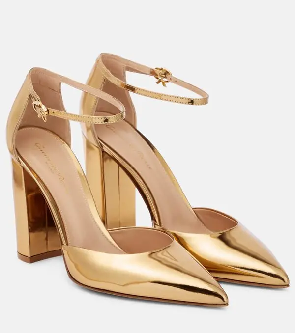 Gianvito Rossi Mirrored Leather Pumps In Gold 30% Off Editorialist