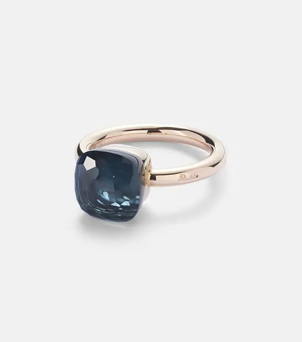 Pomellato Nudo Ring With Topaz In 18kt Rose And White Gold - Blue