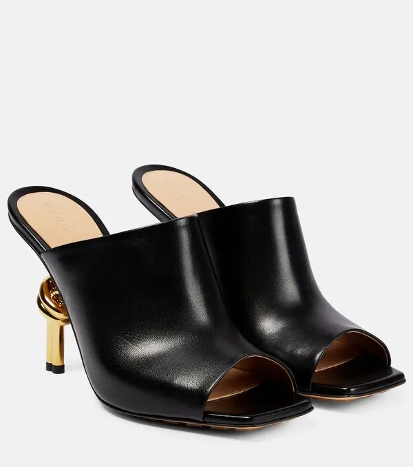 Bottega Veneta Knot Leather Mules - Black