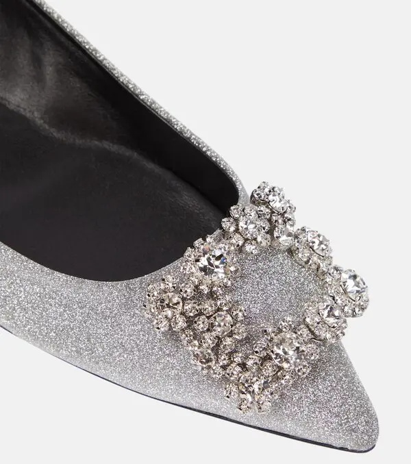 ROGER VIVIER Flower Strass Glitter Ballet Flats