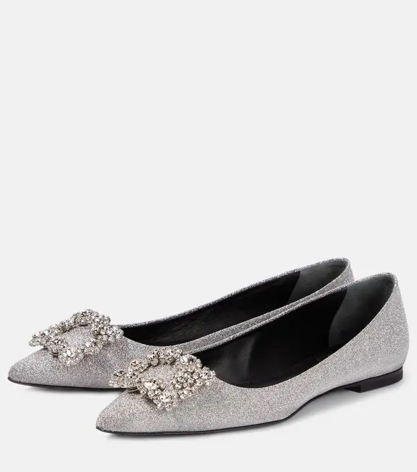 ROGER VIVIER Flower Strass Glitter Ballet Flats