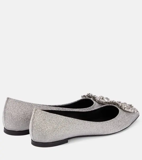 ROGER VIVIER Flower Strass Glitter Ballet Flats