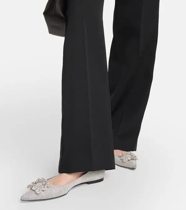 ROGER VIVIER Flower Strass Glitter Ballet Flats