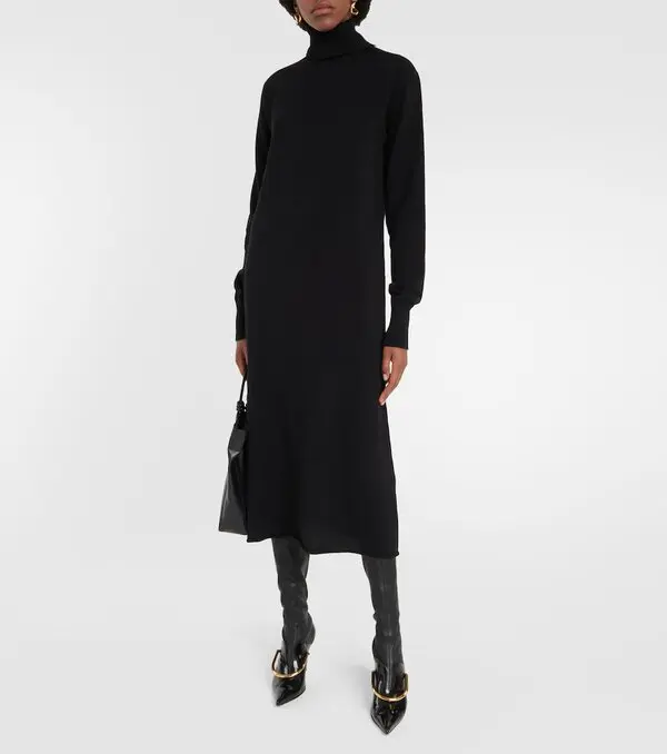 JIL SANDER Cashmere Midi Dress - Black