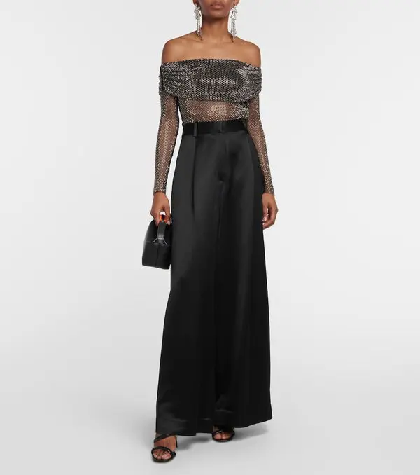 SELF-PORTRAIT Off-shoulder Fishnet Top