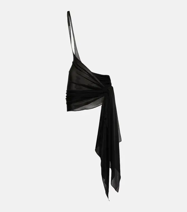 MUGLER One-shoulder Jersey Beach Cover-up - Black