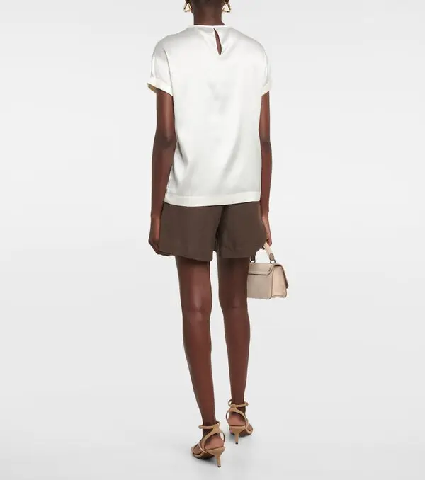 Brunello Cucinelli Silk-blend Satin T-shirt