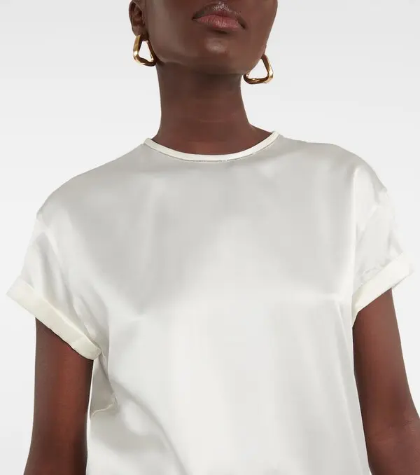 Brunello Cucinelli Silk-blend Satin T-shirt