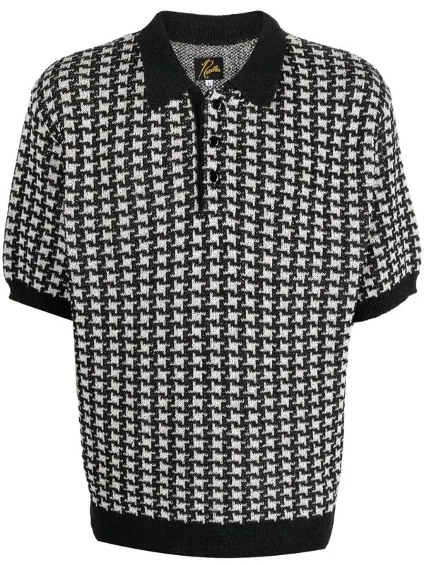 Needles Houndstooth-pattern Knit Polo Shirt