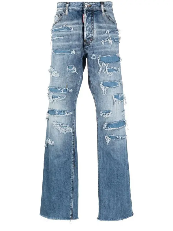 Dsquared2 Distressed Straight-leg Jeans - Blue