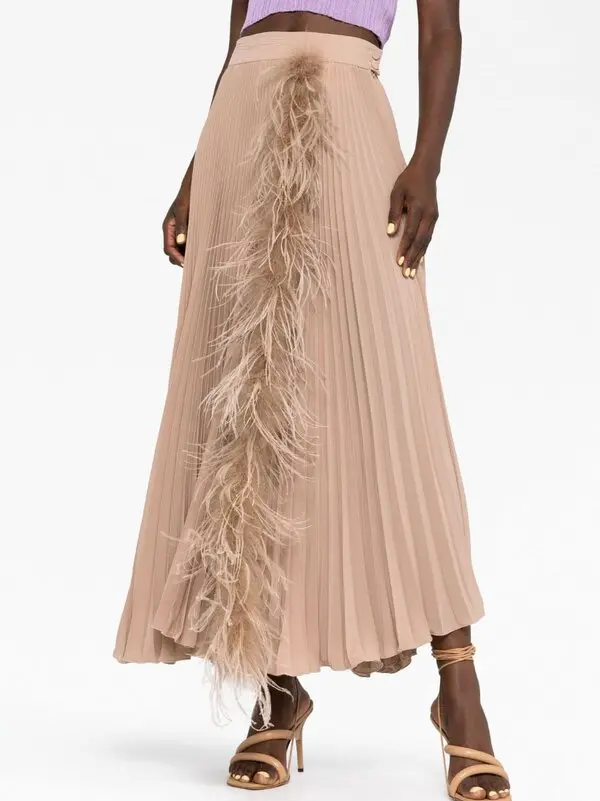 STYLAND Feather-detail Pleated Skirt