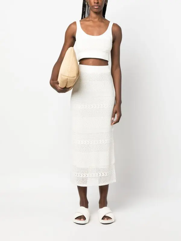 FRAME Crochet-knit Pencil Skirt - Neutrals