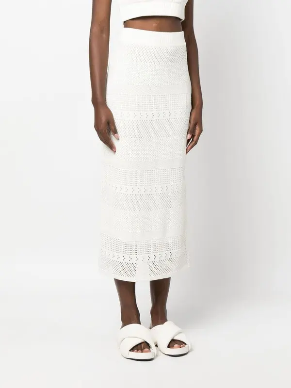 FRAME Crochet-knit Pencil Skirt - Neutrals