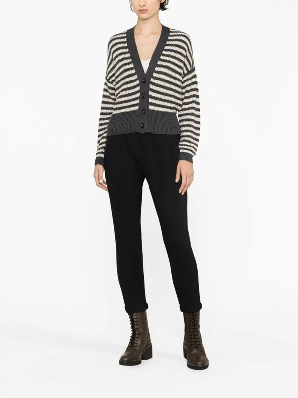 Brunello Cucinelli Striped V-neck Cardigan
