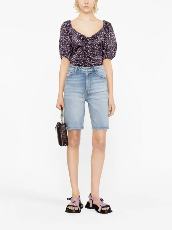 GANNI Floral-print Silk Top