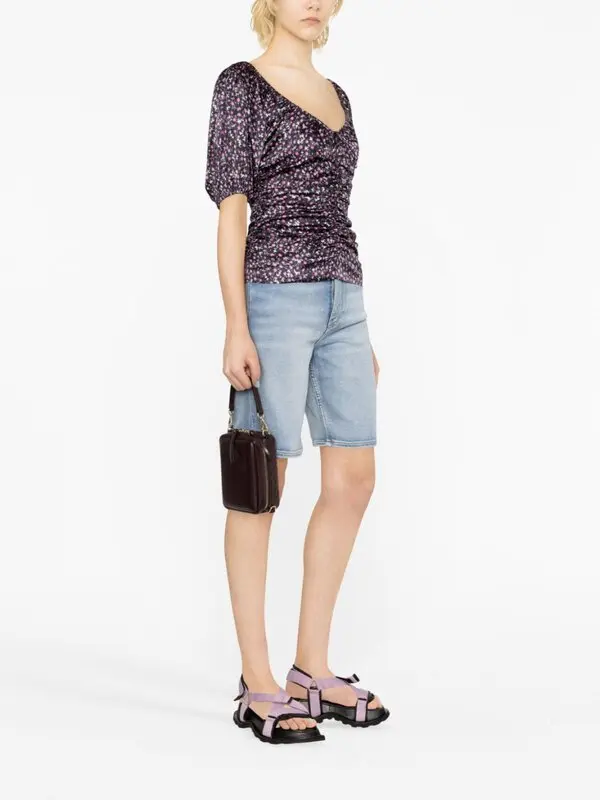 GANNI Floral-print Silk Top