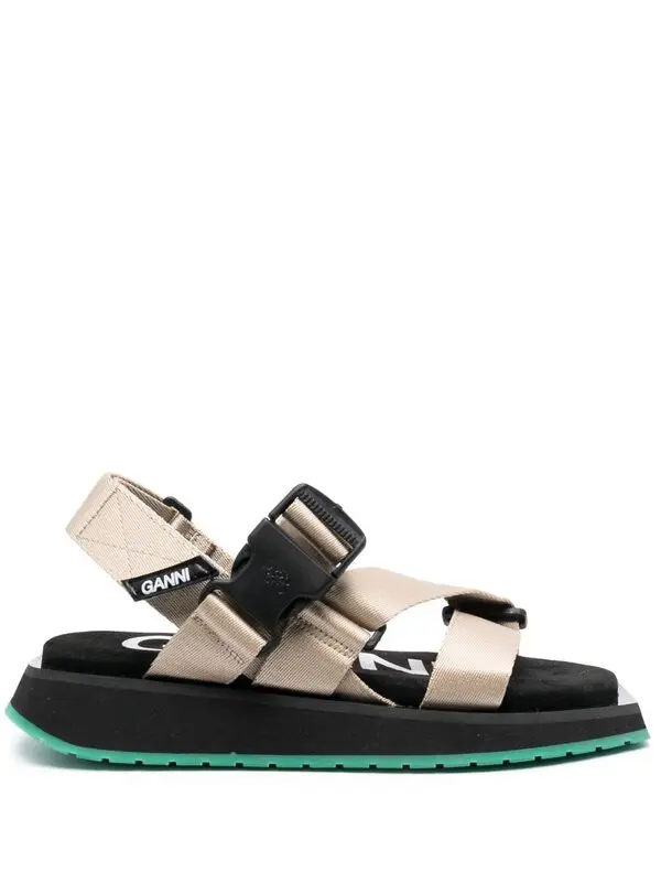 GANNI Performance Webbing Flat Sandals - Neutrals