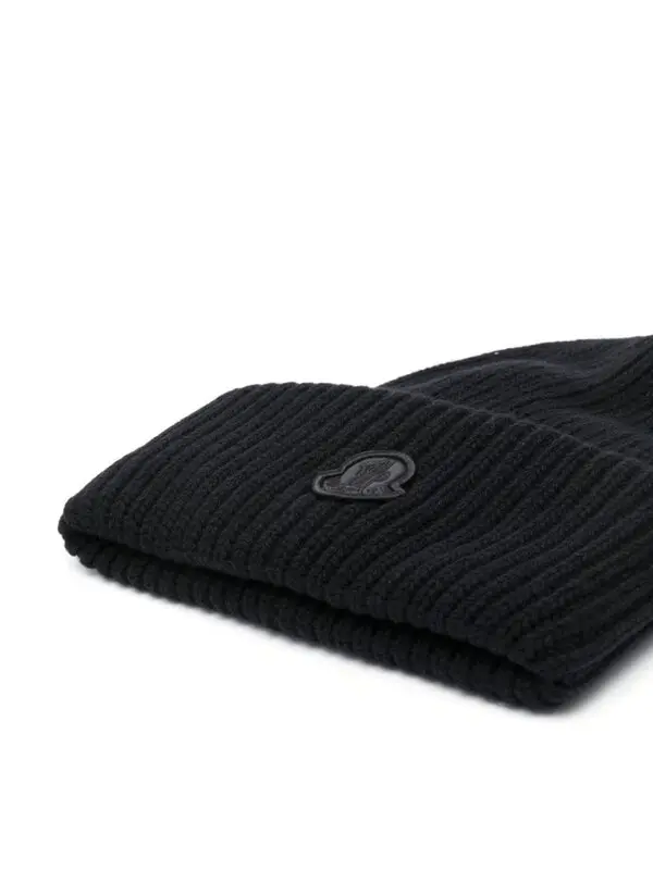 Moncler Logo-patch Knitted Wool Beanie