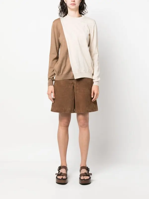 Colville Contrasting Panel Fine-knit Sweater - Neutrals
