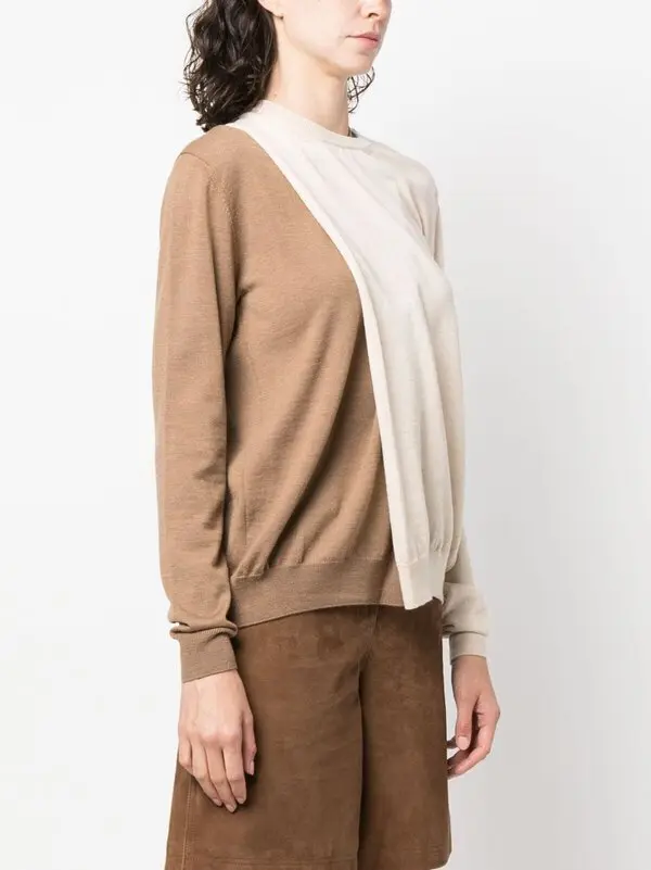 Colville Contrasting Panel Fine-knit Sweater - Neutrals