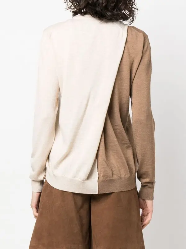 Colville Contrasting Panel Fine-knit Sweater - Neutrals