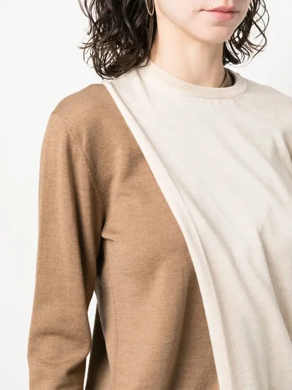 Colville Contrasting Panel Fine-knit Sweater - Neutrals