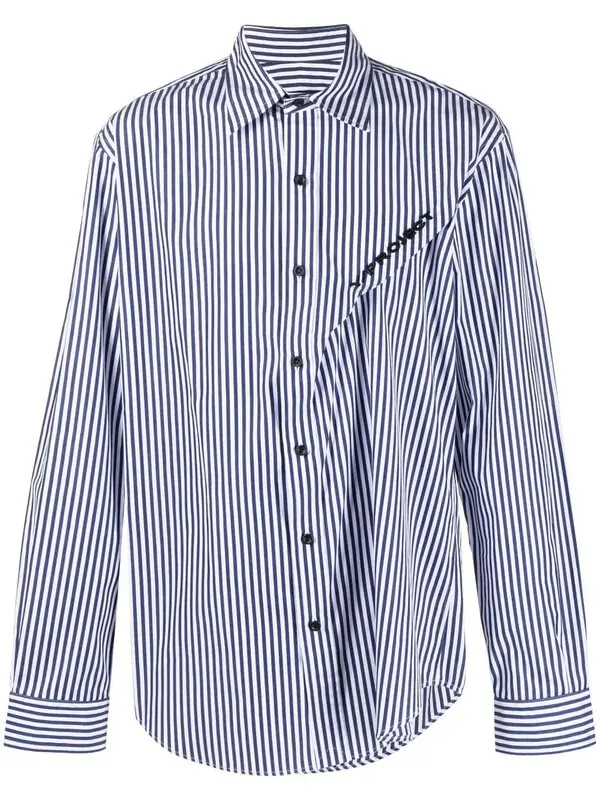 Y/project Logo-embroidered Striped Shirt - Blue
