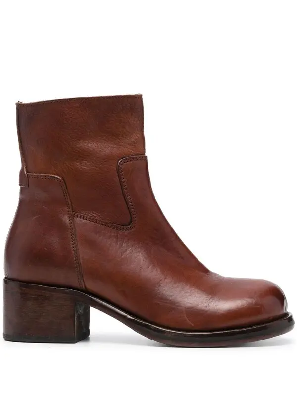 Moma Tronchetto Leather Ankle Boots - Brown