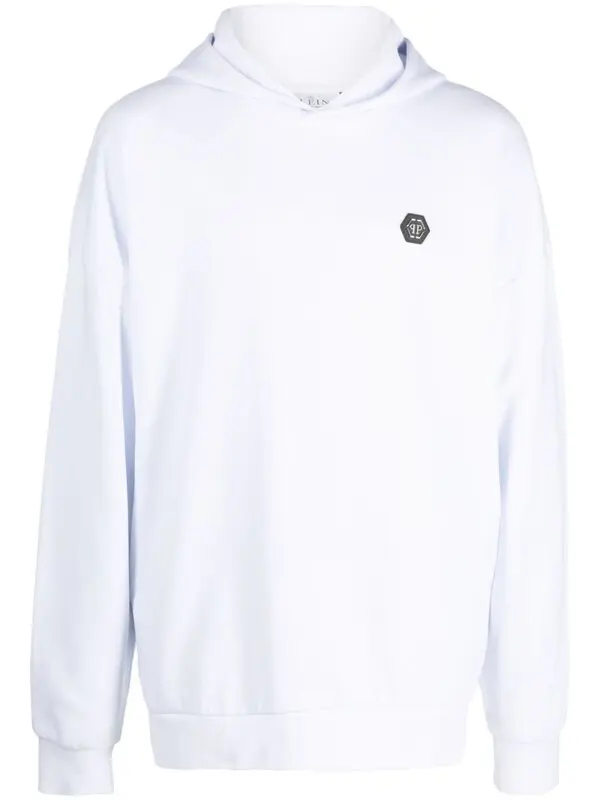 Philipp Plein Graphic Print Cotton Hoodie - White