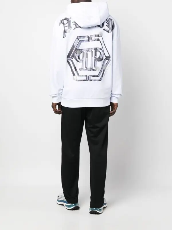 Philipp Plein Graphic Print Cotton Hoodie - White