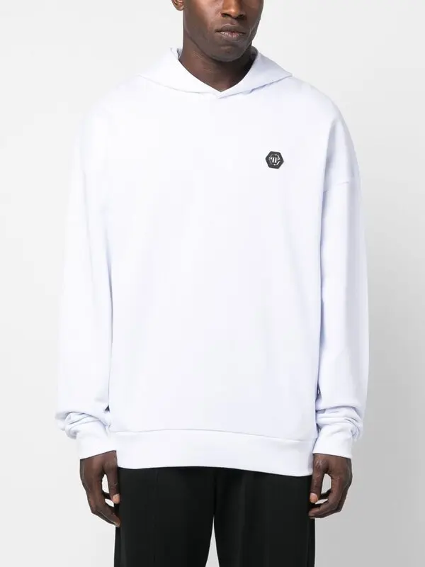 Philipp Plein Graphic Print Cotton Hoodie - White