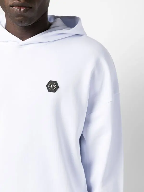 Philipp Plein Graphic Print Cotton Hoodie - White